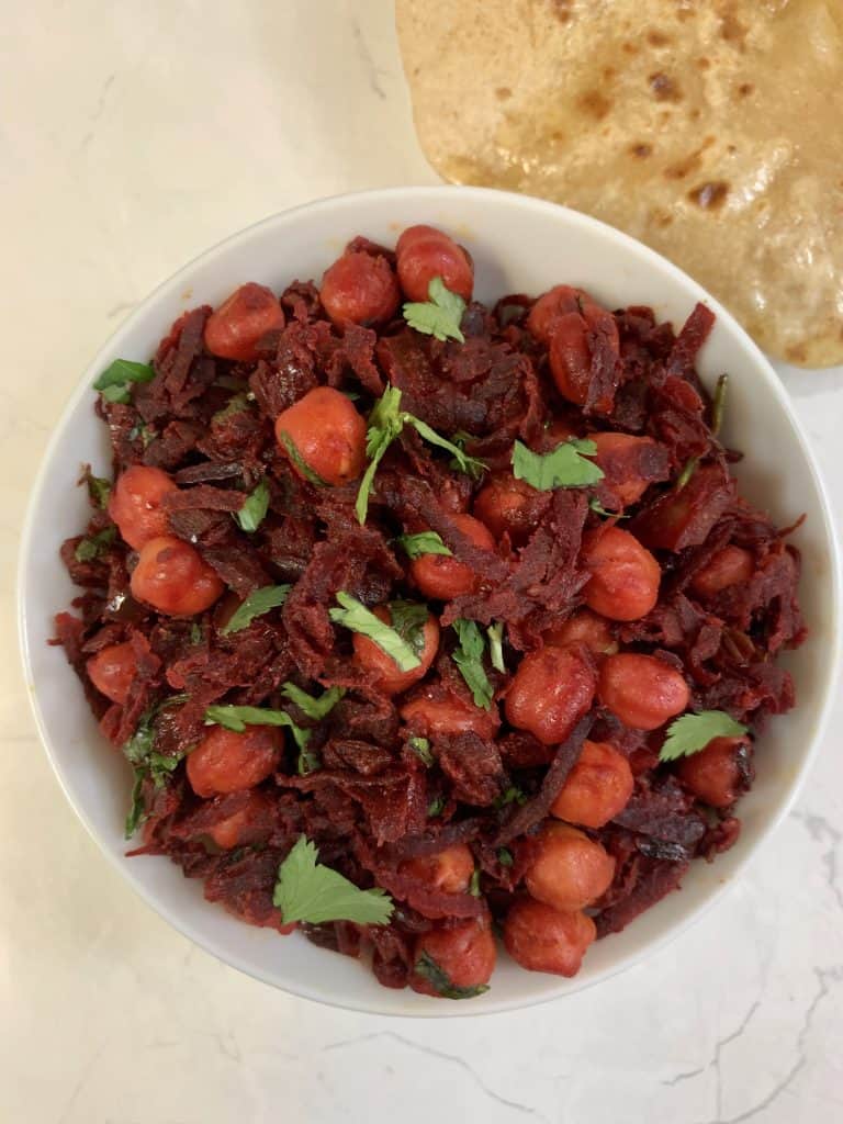 Beetroot and Chickpea Stir Fry - Indian Veggie Delight