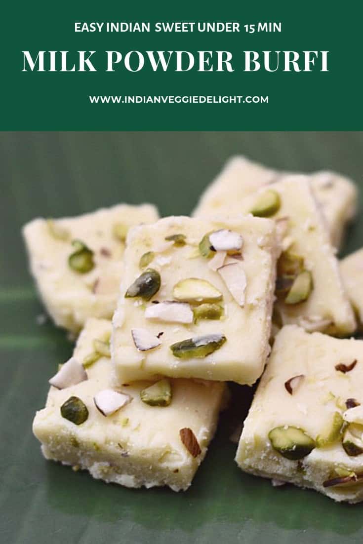 Milk Powder Burfi Recipe | Milk Barfi - Indian Veggie Delight