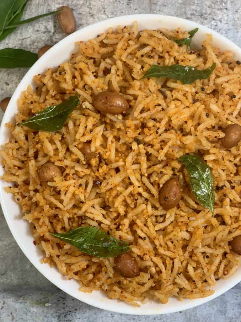 Peanut Rice Recipe | Groundnut Rice - Indian Veggie Delight
