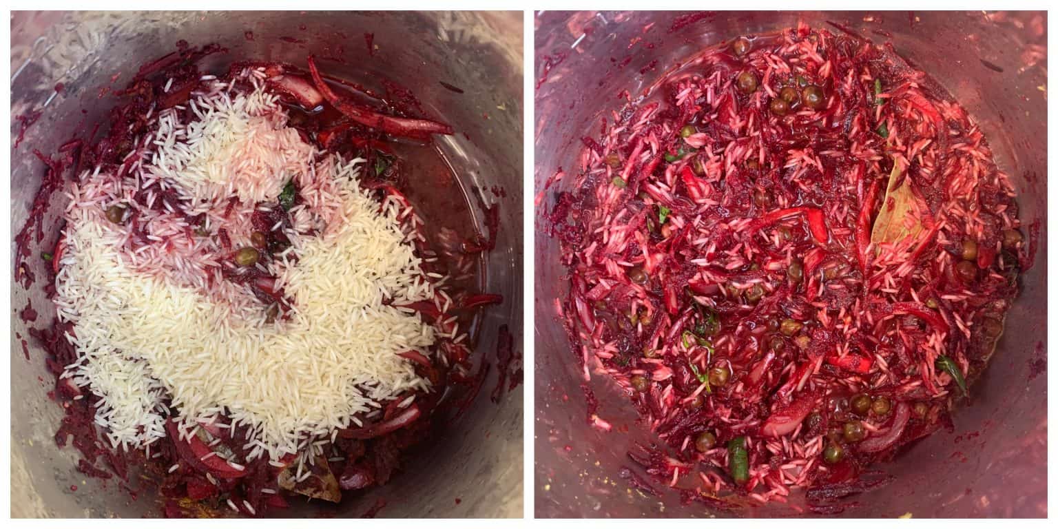 Beetroot Rice | Beetroot Pulao - Instant Pot - Indian Veggie Delight