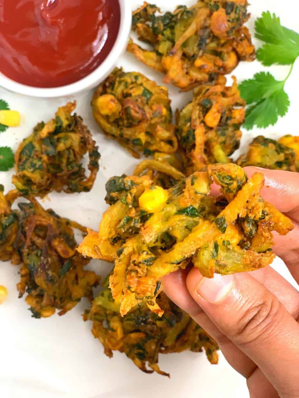 Spinach Corn Pakoda | Spinach Pakoda - Indian Veggie Delight