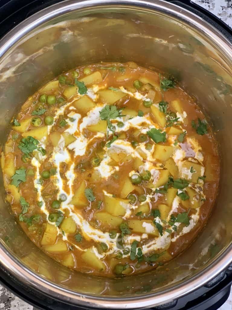 Instant Pot Potato Peas Curry (Aloo Matar) - Indian Veggie Delight