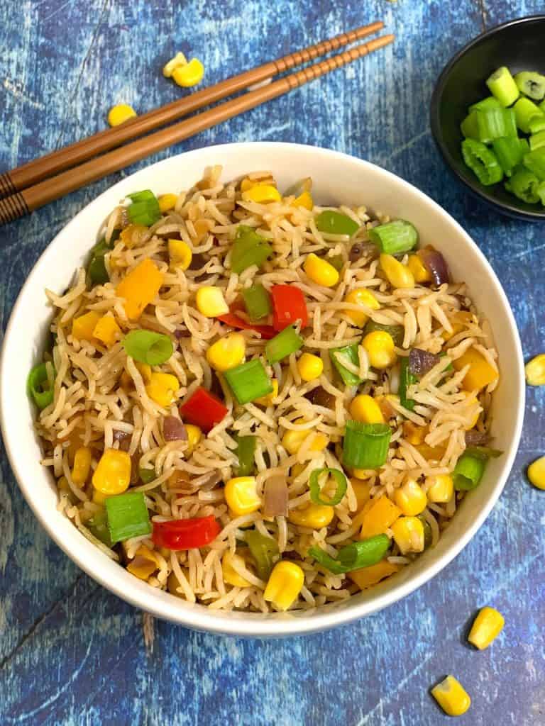 Corn Fried Rice Recipe - Indian Veggie Delight
