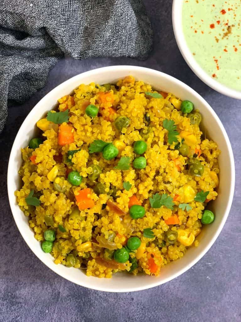 Quinoa Pulao / Pilaf in Instant Pot Pressure Cooker - Indian Veggie Delight