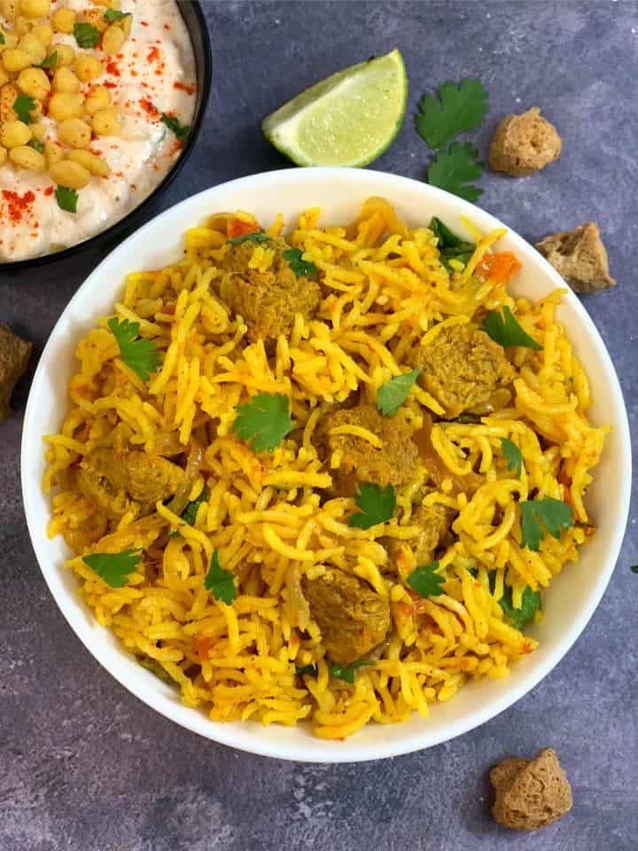 Instant Pot Soya Chunks Biryani - Indian Veggie Delight