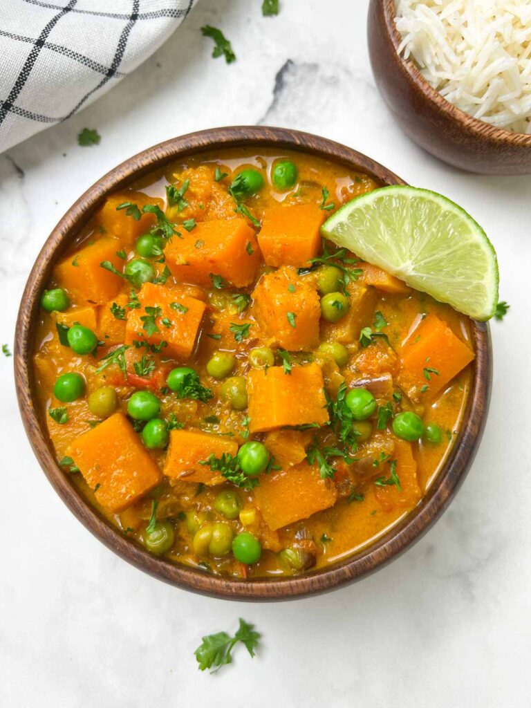 Instant Pot Butternut Squash Coconut Curry - Indian Veggie Delight