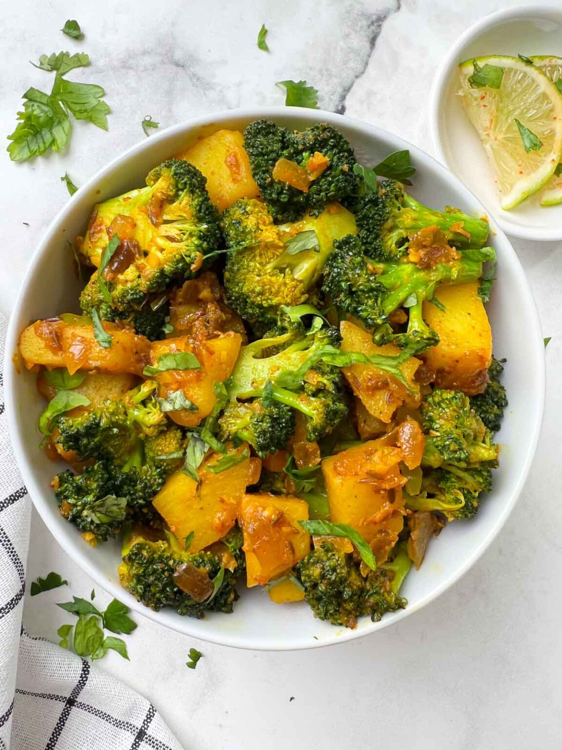 Broccoli Potato Stir Fry Broccoli Aloo Sabzi Indian Veggie Delight