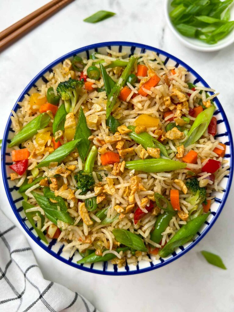Burnt Garlic Fried Rice - Indian Veggie Delight