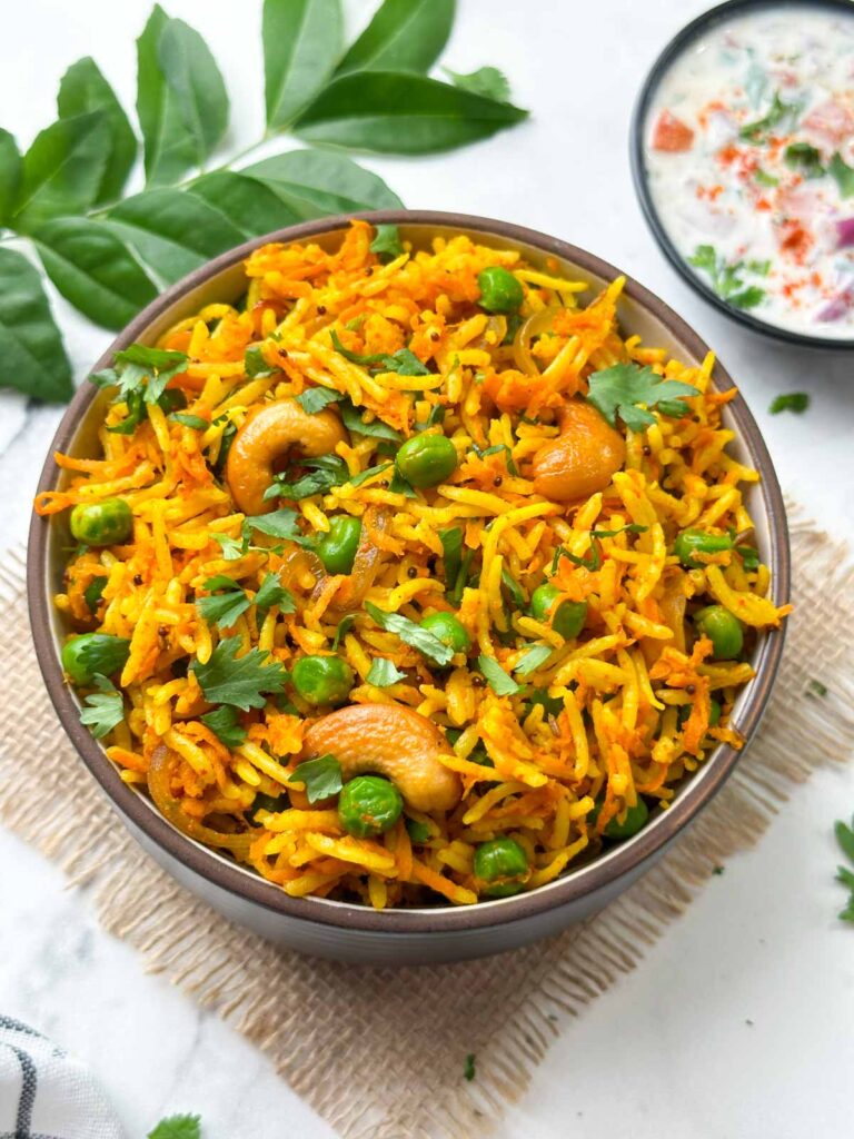 Carrot Rice Recipe | Carrot Pilaf Recipe - Indian Veggie Delight