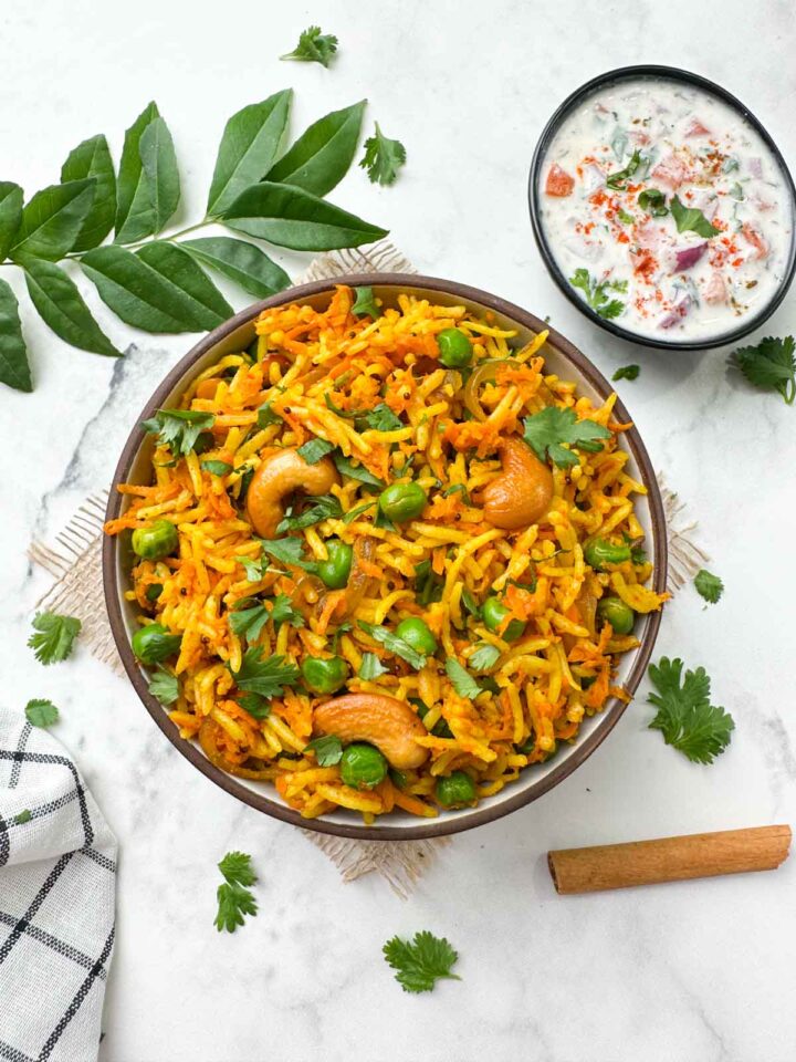 Carrot Rice Recipe | Carrot Pilaf Recipe - Indian Veggie Delight