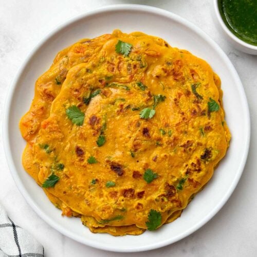 Besan Chilla (Savory Gram Flour Pancakes) - Indian Veggie Delight
