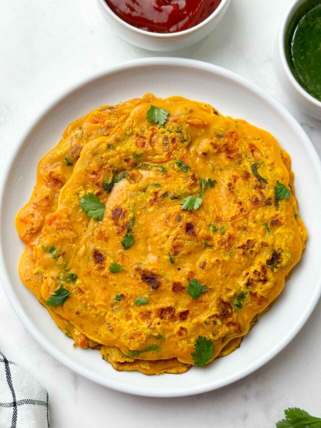 Besan Chilla (Savory Gram Flour Pancakes) - Indian Veggie Delight