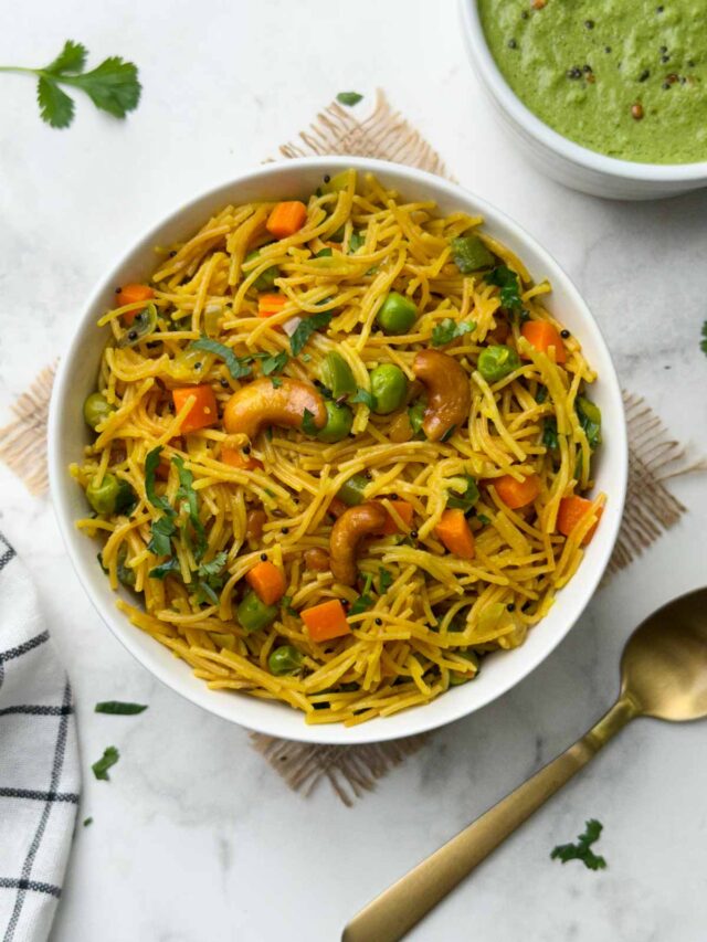 Semiya Upma (Vermicelli Upma) - Indian Veggie Delight