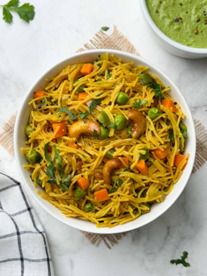 Semiya Upma (Vermicelli Upma) - Indian Veggie Delight