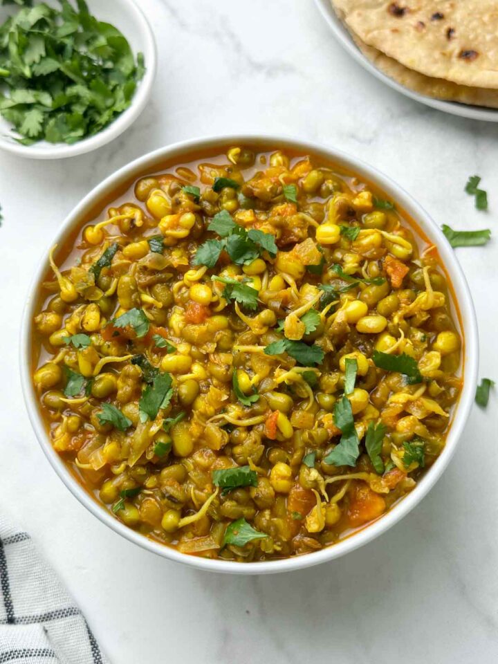 Sprouts Curry | Moong Sprouts Sabzi - Indian Veggie Delight
