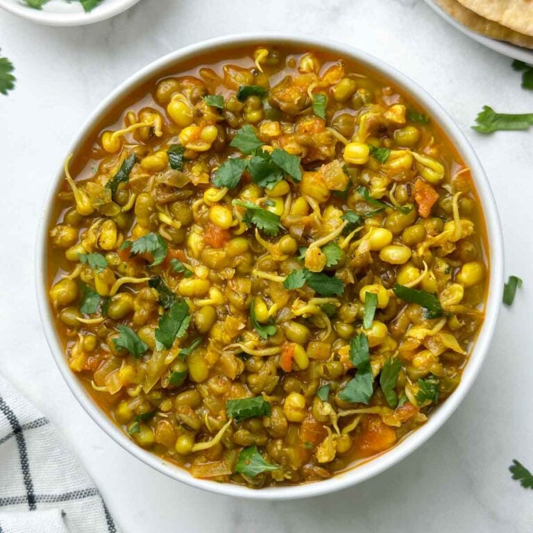 Sprouts Curry | Moong Sprouts Sabzi - Indian Veggie Delight