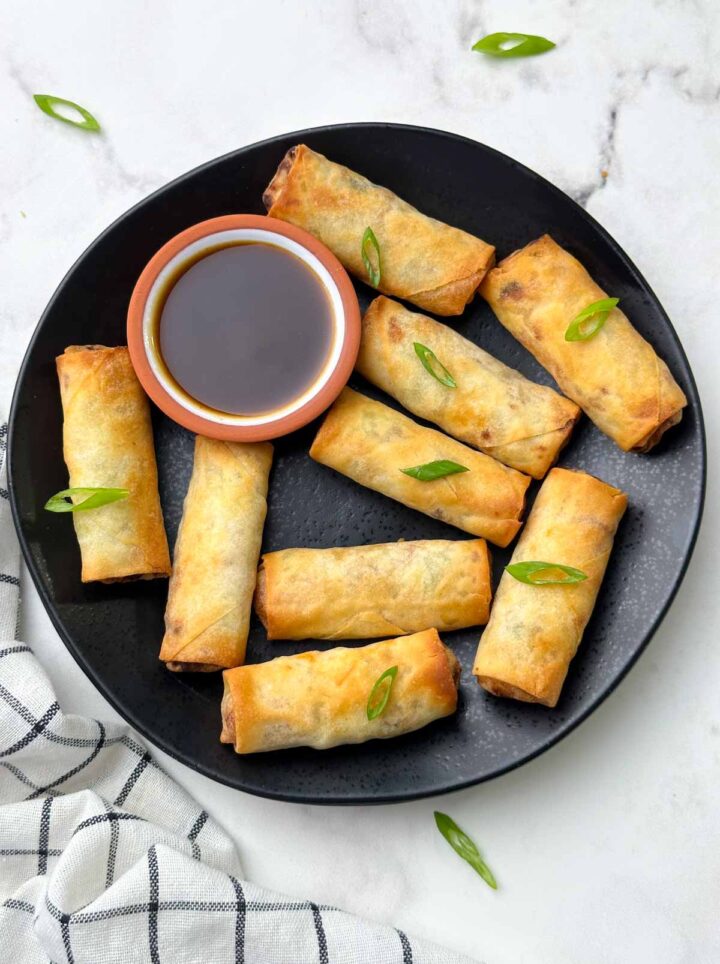Air Fryer Frozen Spring Rolls - Indian Veggie Delight
