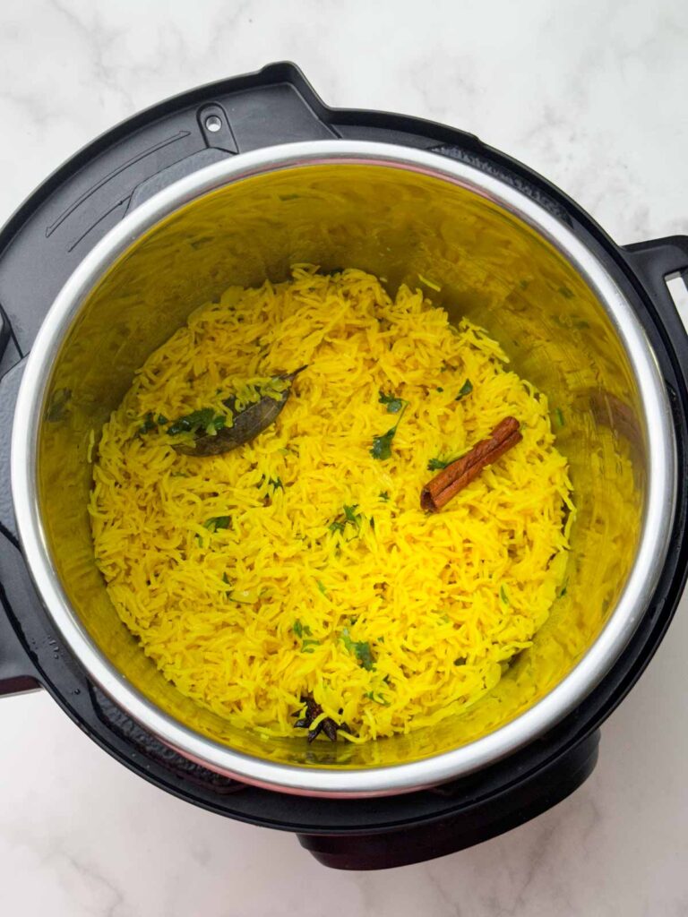 Indian Turmeric Yellow Rice - Indian Veggie Delight