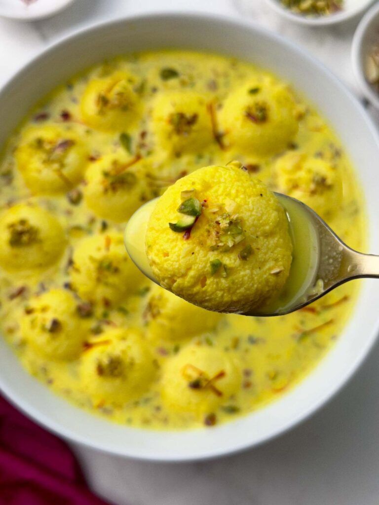 Easy Rasmalai Recipe (From Haldiram’s Rasgulla) - Indian Veggie Delight