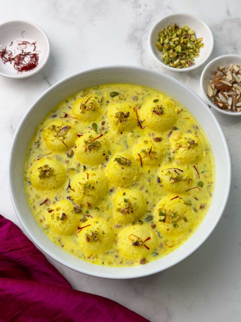 Easy Rasmalai Recipe (From Haldiram’s Rasgulla) - Indian Veggie Delight