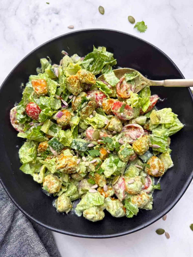 Soya Chunks Salad (with Greek Yogurt Dressing) - Indian Veggie Delight